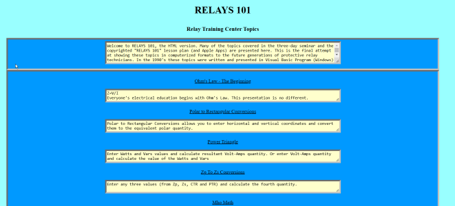 Rick Ashton's Relay 101 Calculators • Valence Electrical Training Services